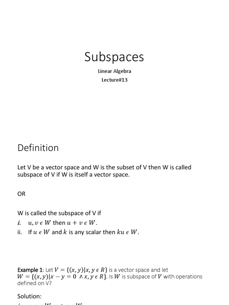 Lecture 13 - LA | PDF | Linear Subspace | Vector Space