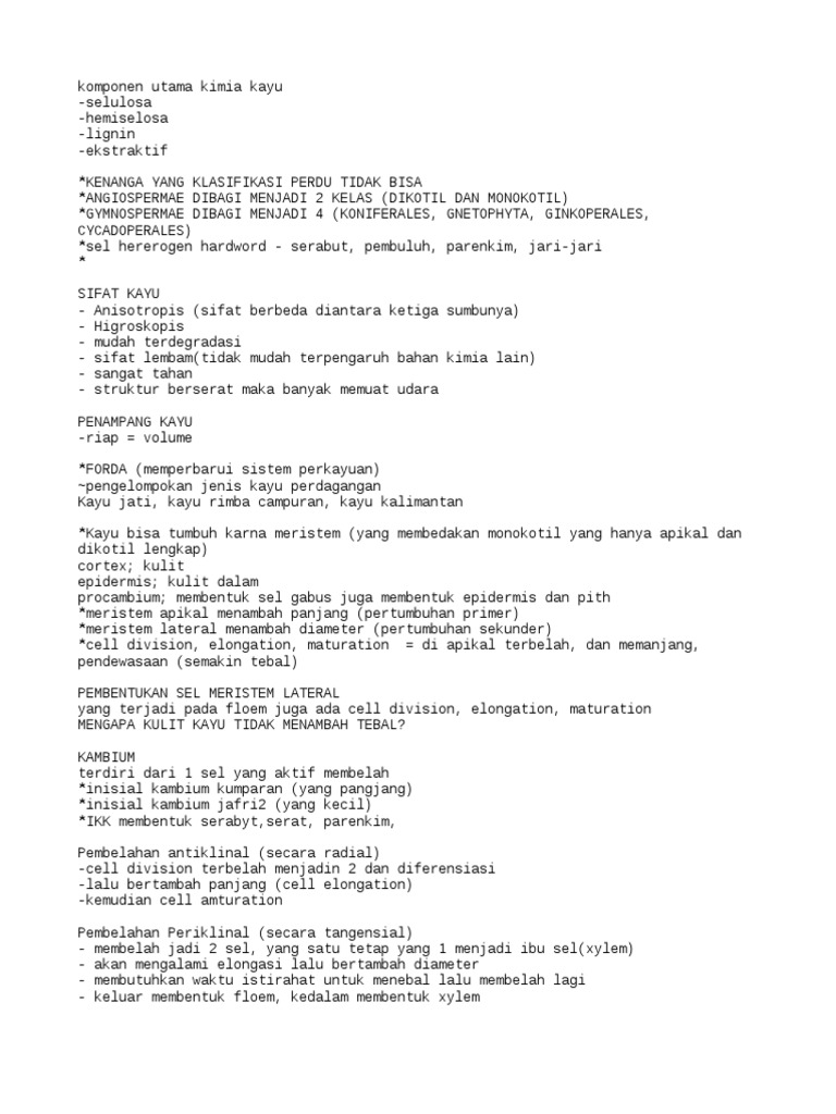 Catetan Anatomi Kayu | PDF