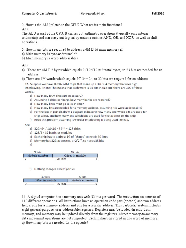 Computer Organization & Homework #4 Sol. Fall 2016 | PDF | Bit ...