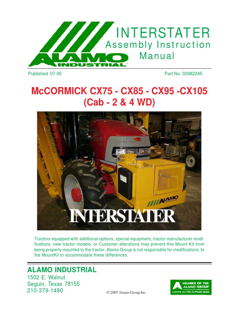McCormick Cx75 Cx85 Cx95 Cx105 Service Manual | PDF | Tractor | Mower