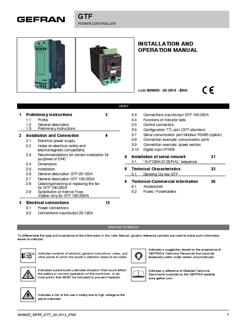 Gefran GTF Manual | PDF | Power Supply | Electromagnetic Compatibility