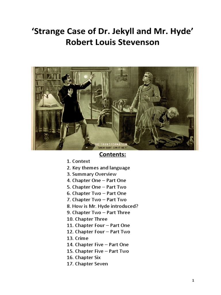 1 Strange Case of DR Jekyll and MR Hyde Part One | PDF | Strange Case ...