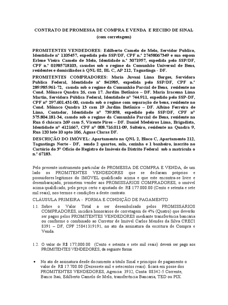 Modelo de Promessa de Compra e Venda | PDF | Justiça | Crime e Violência