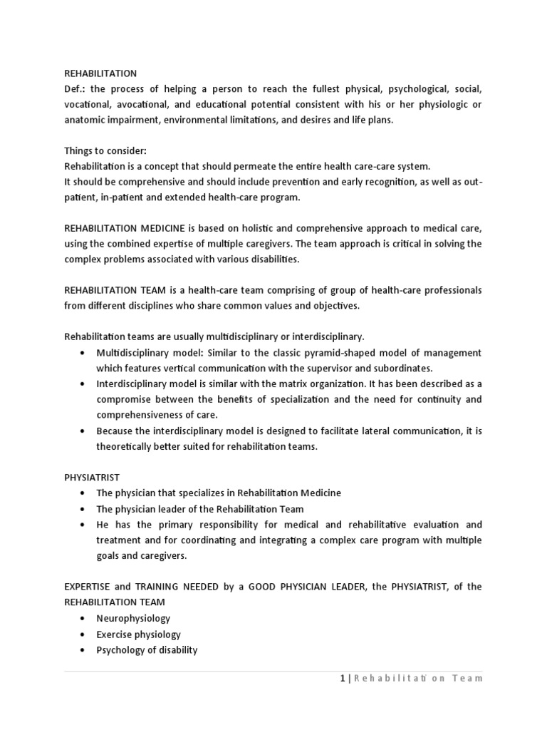 1 REHAB MED Intro | PDF | Physical Medicine And Rehabilitation | Health ...