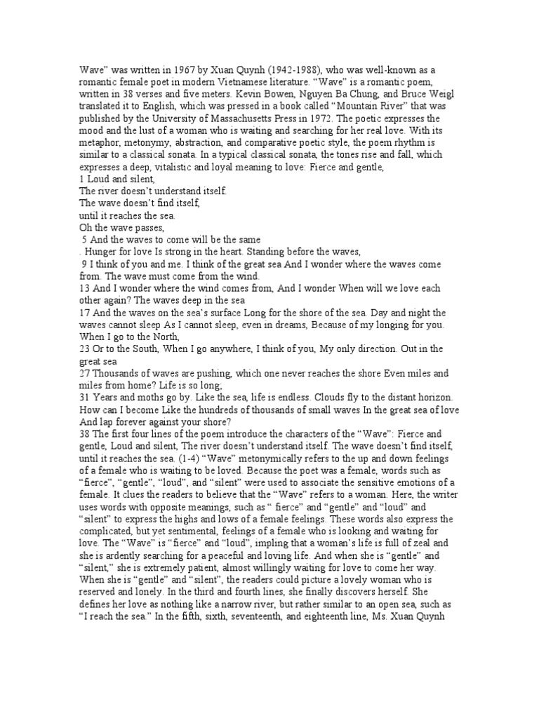 Wave | PDF | Sea | Poetry