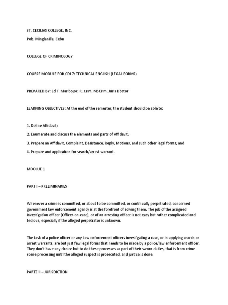 Cdi 7 Module | PDF | Affidavit | Jurisdiction