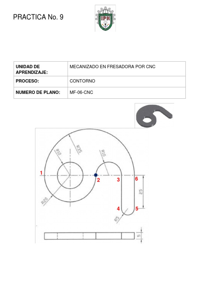 PRACTICA 9 Mecanizado en Fresadora CNC CECyT 11 WM | PDF