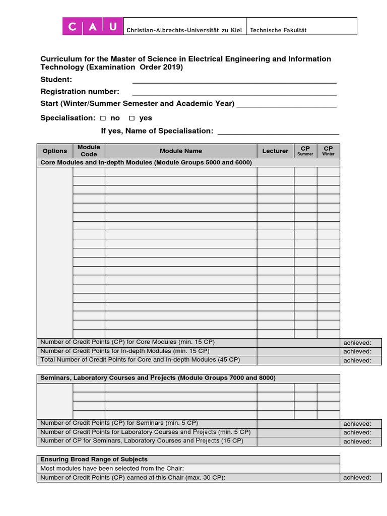 Options Code Module Name Lecturer CP CP Core Modules and In-Depth ...
