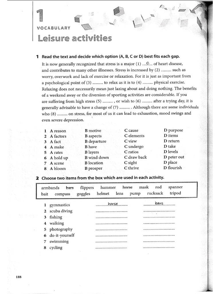 Leisure Activities Vocabulary | PDF