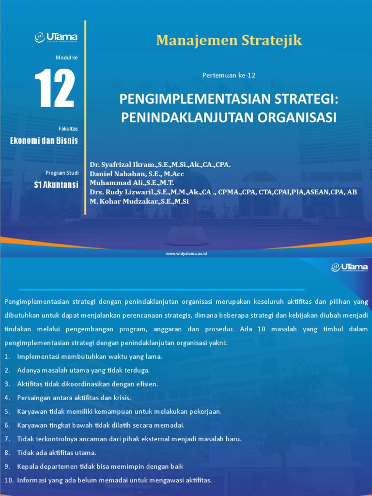 PowerPoint Modul 12. Implementasi Strategi - Organization For Action | PDF