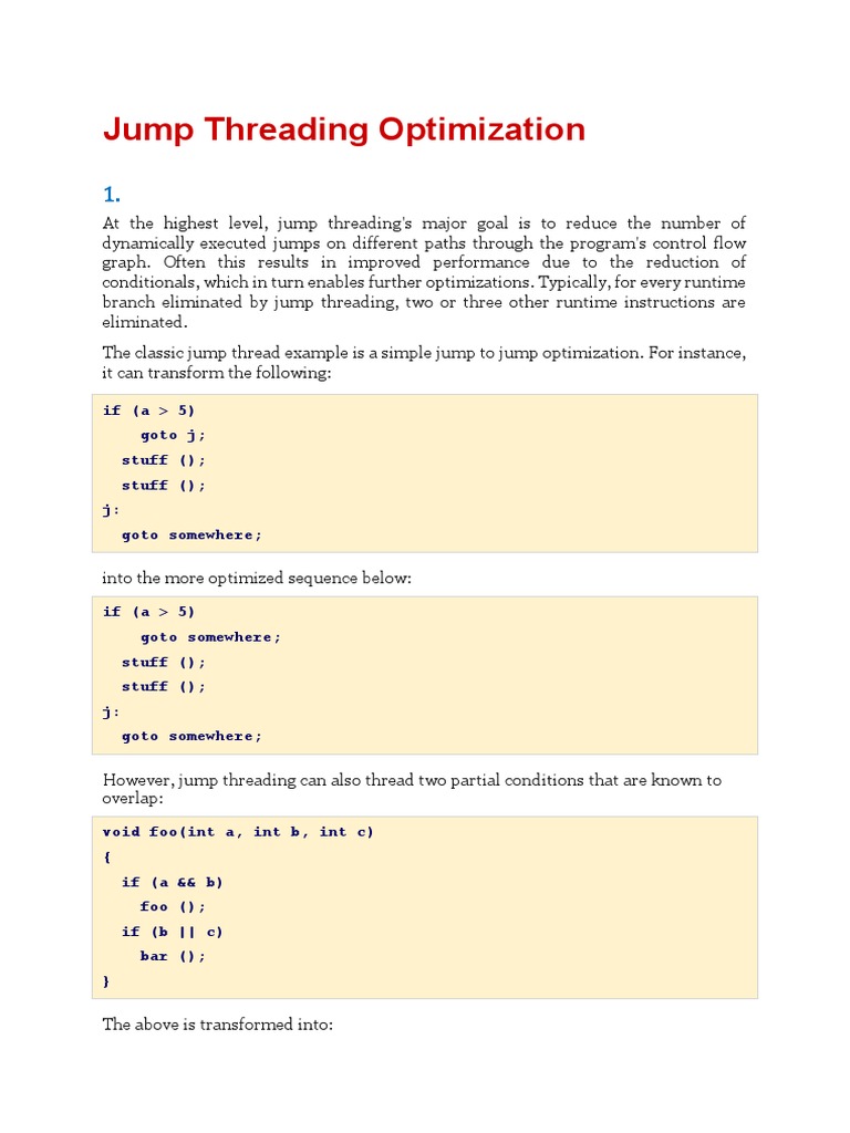 Jump Threading Optimization Pdf Control Flow Theoretical Computer Science