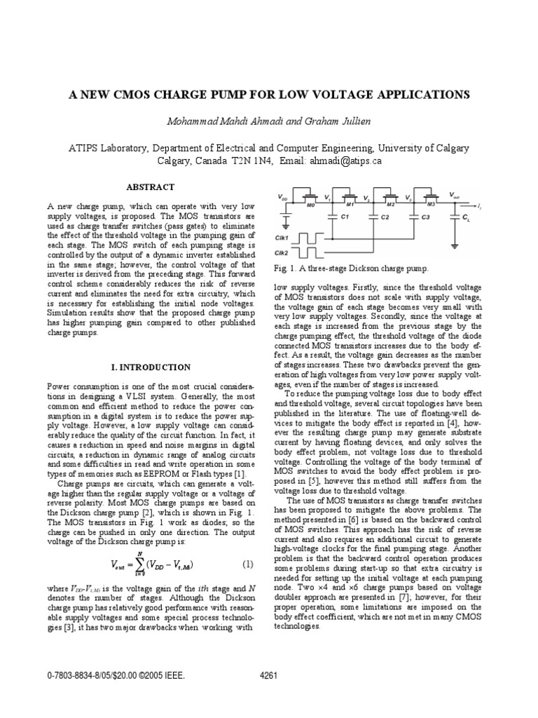 A New CMOS Charge Pump For Low Voltage Applications | PDF | Mosfet | Cmos