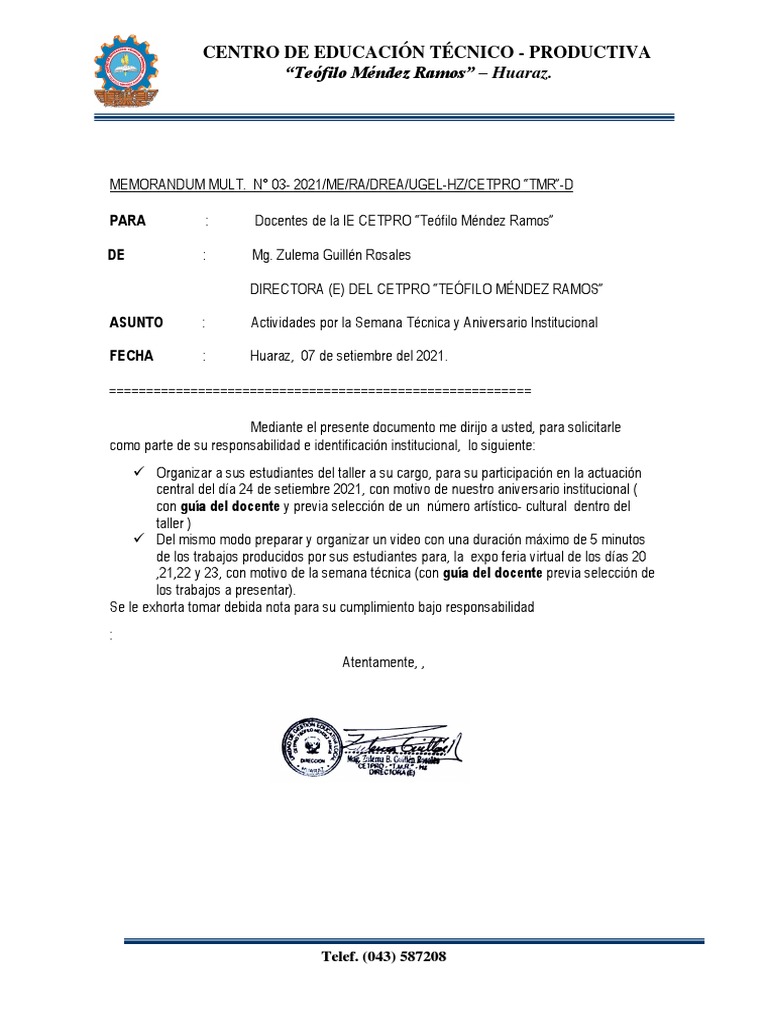 MEMORANDUM MULT Aniv21 | PDF