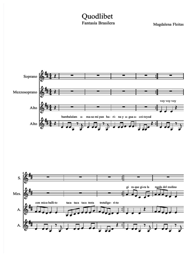Fantasía Brasileña Quodlibet | PDF | Canto