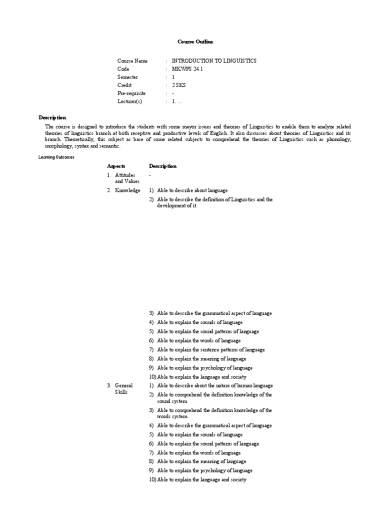 Intro to Linguistics Course | PDF | Linguistics | Word