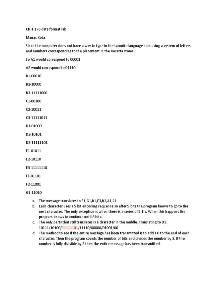 Cnit 176 Data Format Lab | PDF | Technology & Engineering