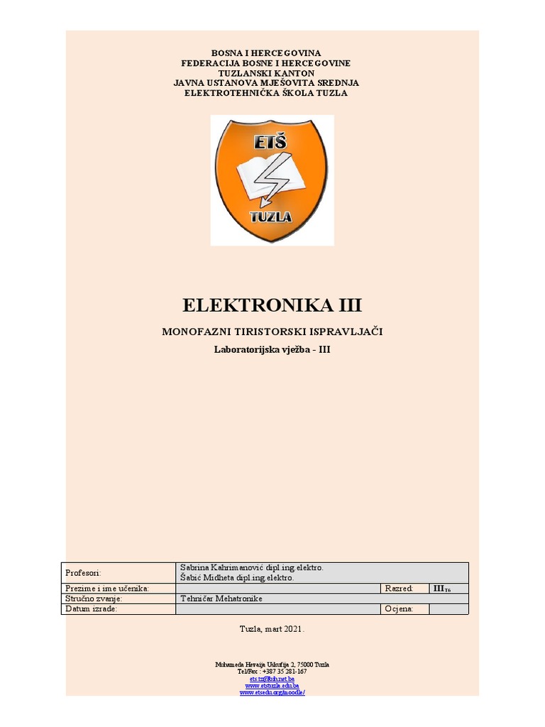 Vjezba III - Monofazni Tiristorski Ispravljaci | PDF