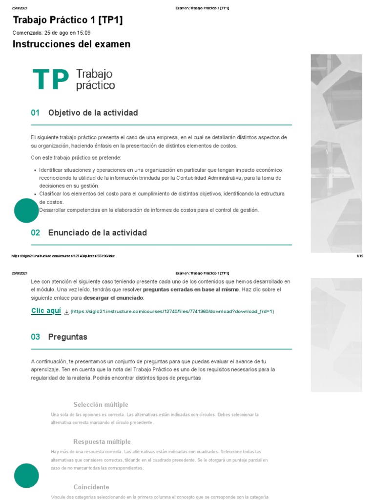 Examen - Trabajo Práctico 1 (TP1) | PDF | Prueba (evaluación) | Inventario