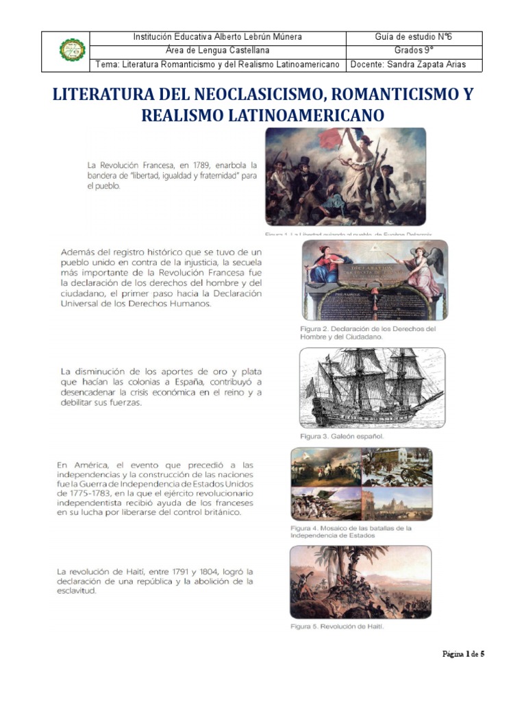 Guia N°6 Literatura Del Romanticismo y Realismo Latinoamericano | PDF ...
