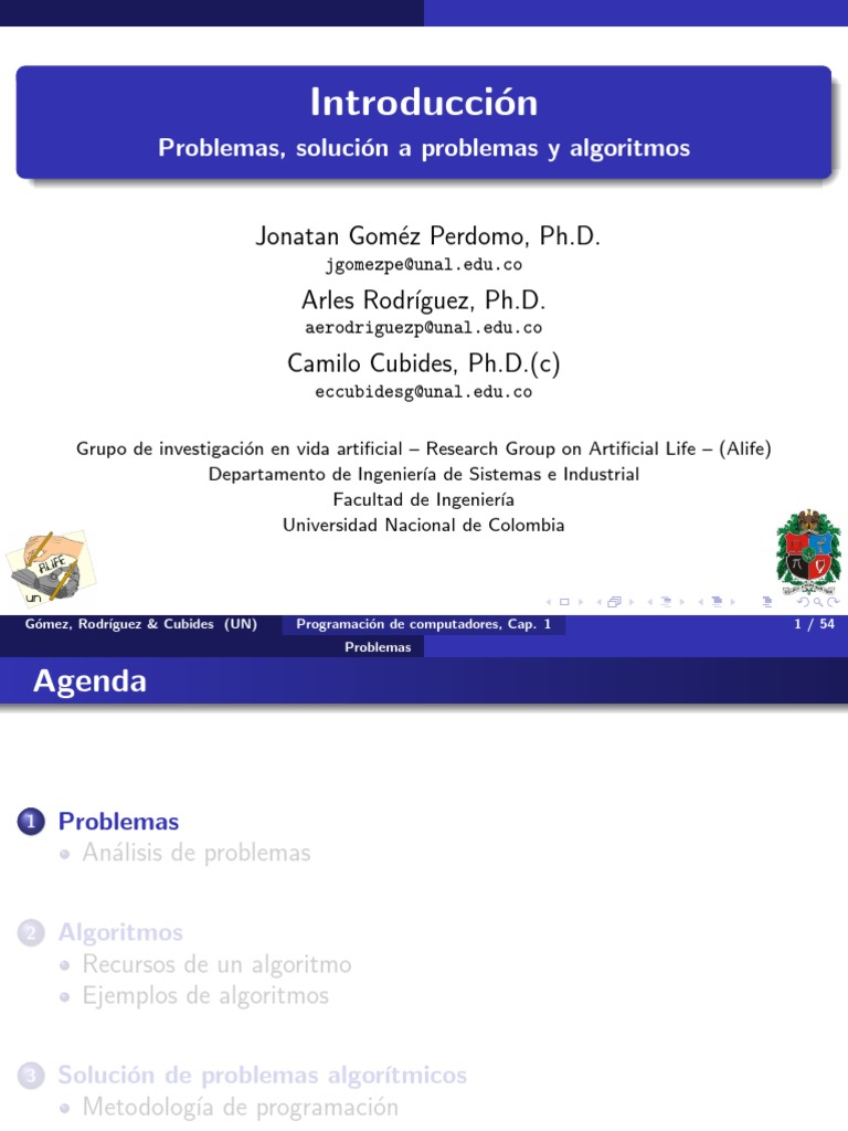 Clase 1 - Introducción - Problemas, Solución A Problemas y Algoritmos | PDF | Algoritmos ...