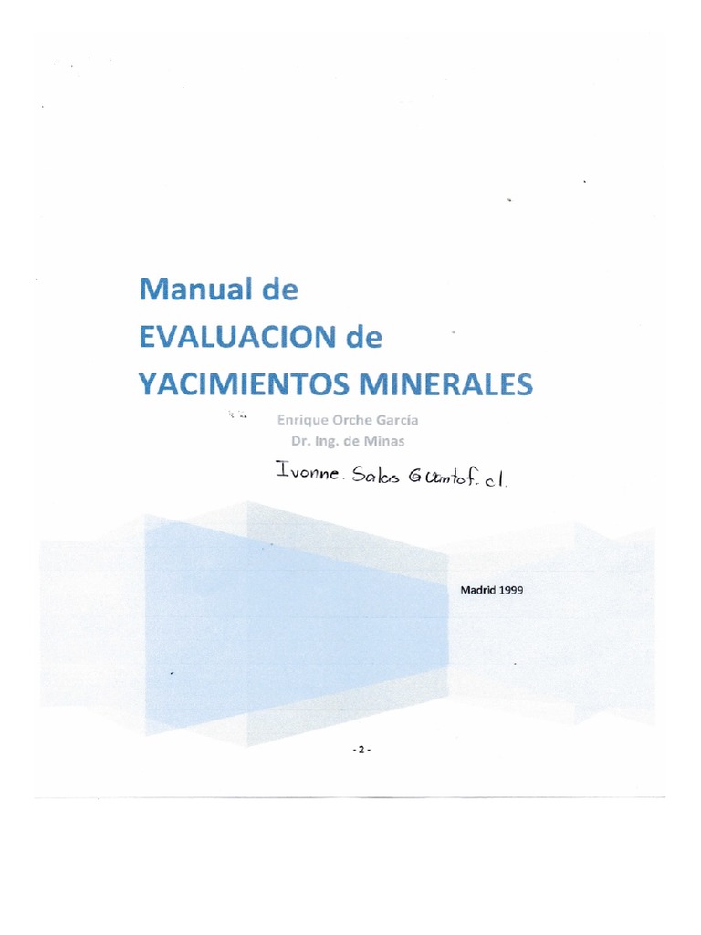 Ilide - Info Manual de Evaluacion de Yacimientos Minerles Enrique Orche Garcia PR | PDF