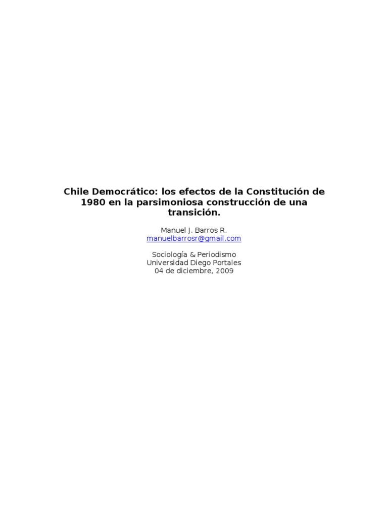 Chile Democrático: Los Efectos de La Constitución de 1980 en La ...