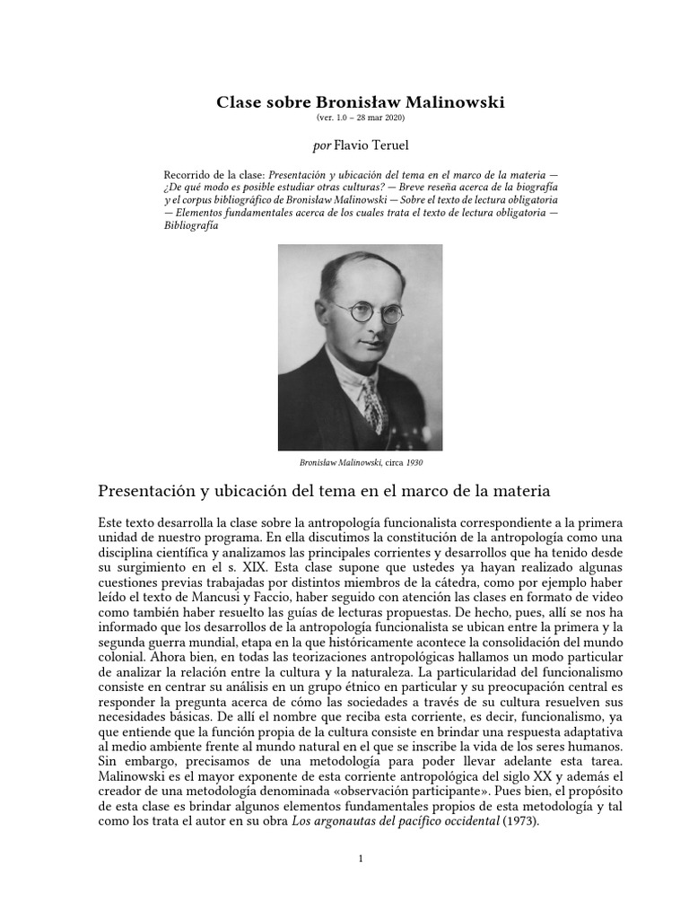 Etnografía y Método de Malinowski | PDF | Etnografía | Antropología
