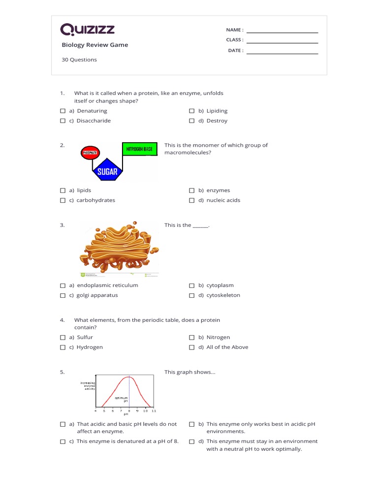 Biology Review Game - Print - Quizizz | PDF | Cell (Biology ...