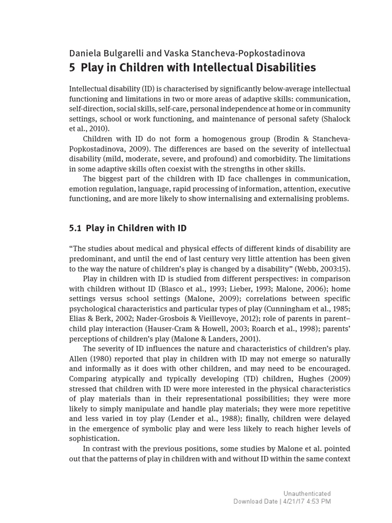 5 Play in Children With Intellectual Disabilities | PDF | Intellectual ...