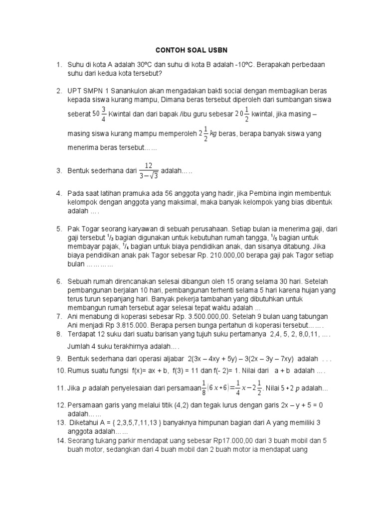 Soal USBN Matematika | PDF