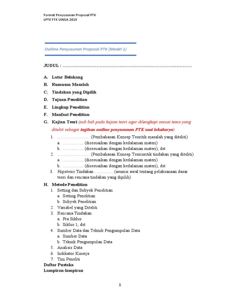 Format Proposal PTK PPG Uinsa | PDF