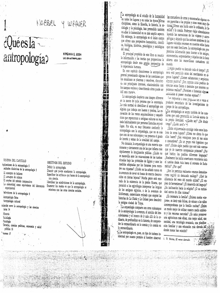 Hoebel y Weaver - Antropología y Experiencia Humana (Cap. 1) | PDF