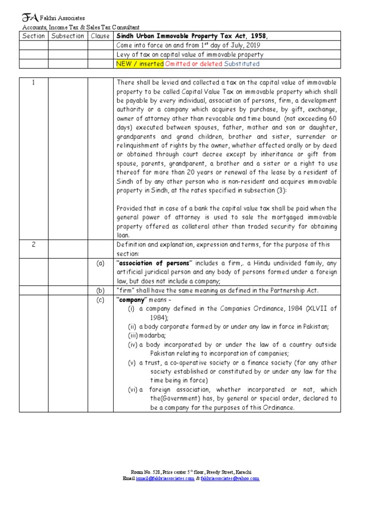 Sindh Budget 2019-20 - Sindh Urban Immovable Property Tax Act, 1958 ...