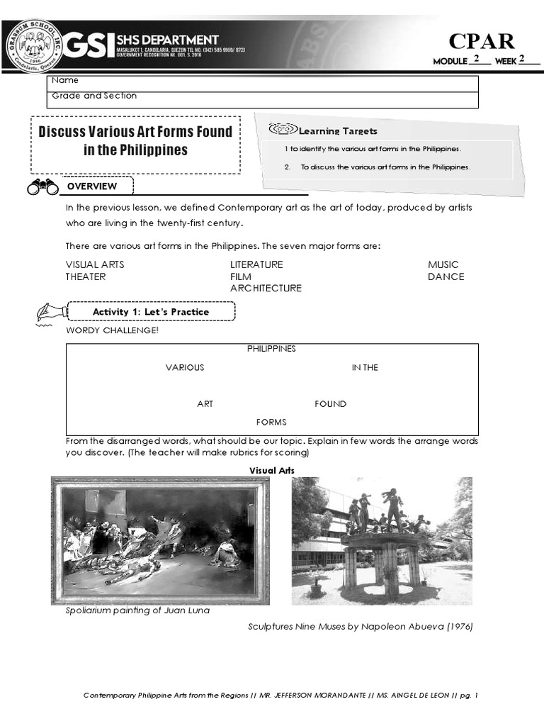 CPAR Module 2 | PDF | Performing Arts