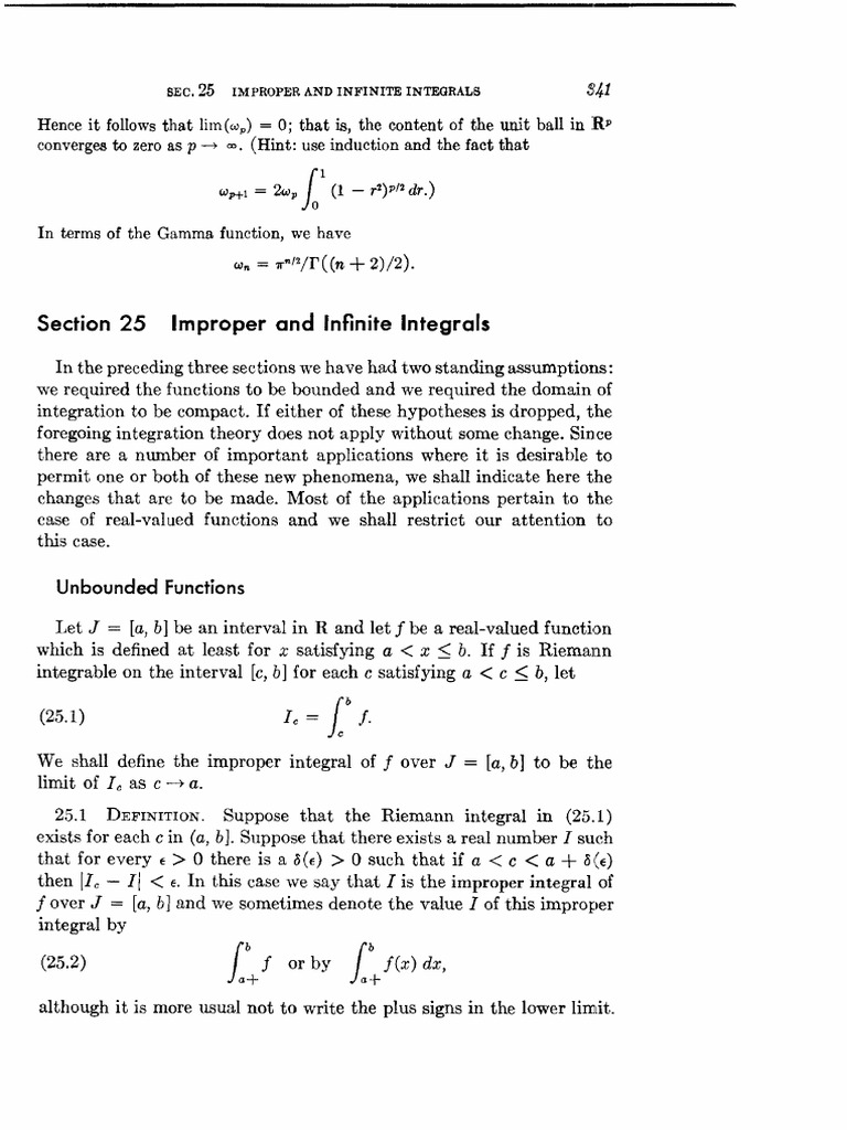 Is, To: Section 25 Improper and Infinite Integrals | PDF | Integral ...