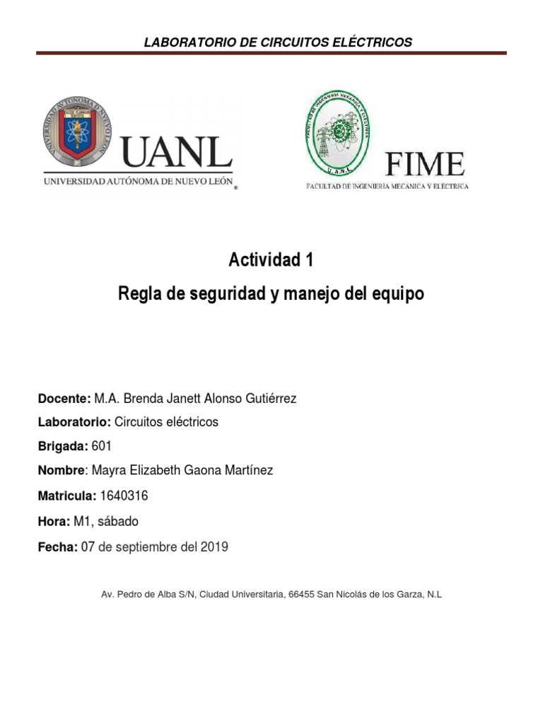 Practica 1 Regla de Seguridad y Manejo Del Equipo | PDF | Laboratorios ...