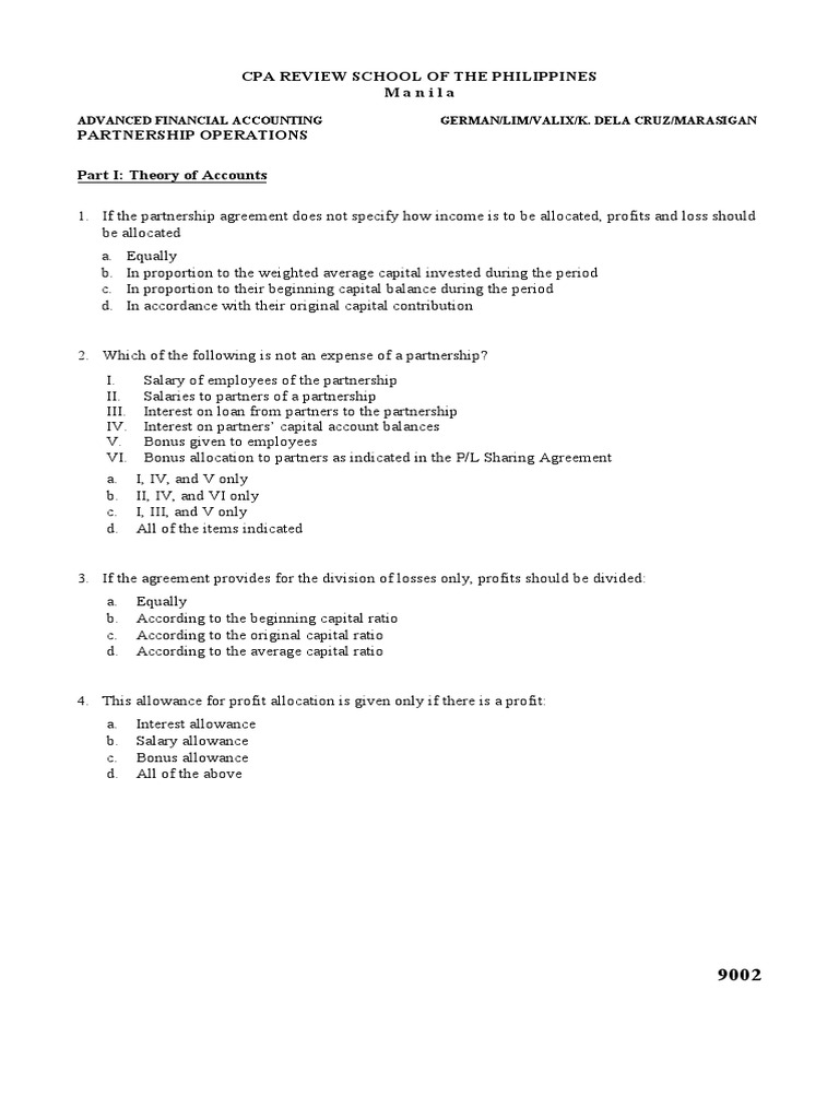 9002 - Partnership Operations | PDF | Partnership | Interest