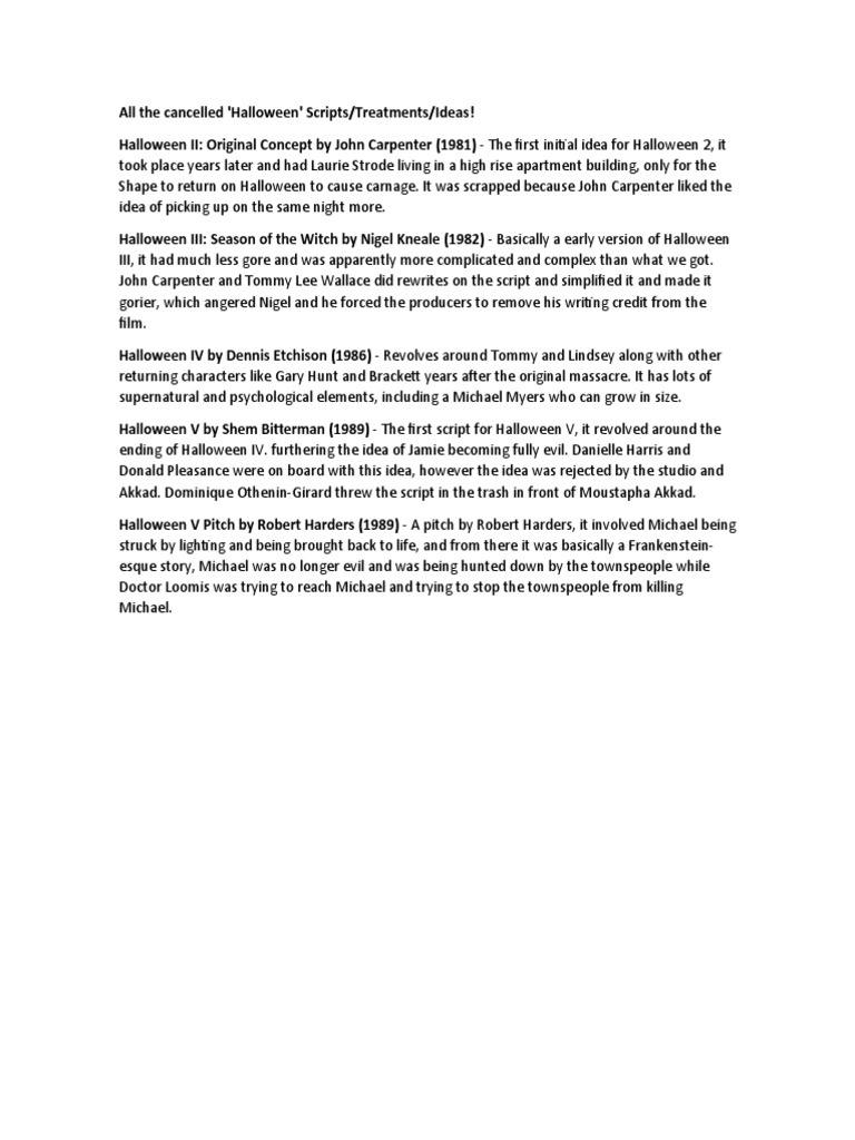 Halloween Unseen Scripts | PDF | History | Mystery, Thriller & Crime ...