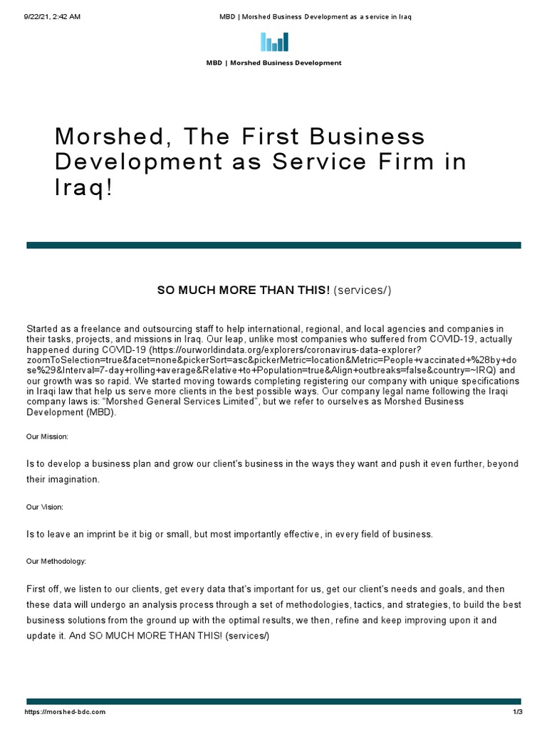 MBD - Morshed Business Development As A Service in Iraq | PDF ...