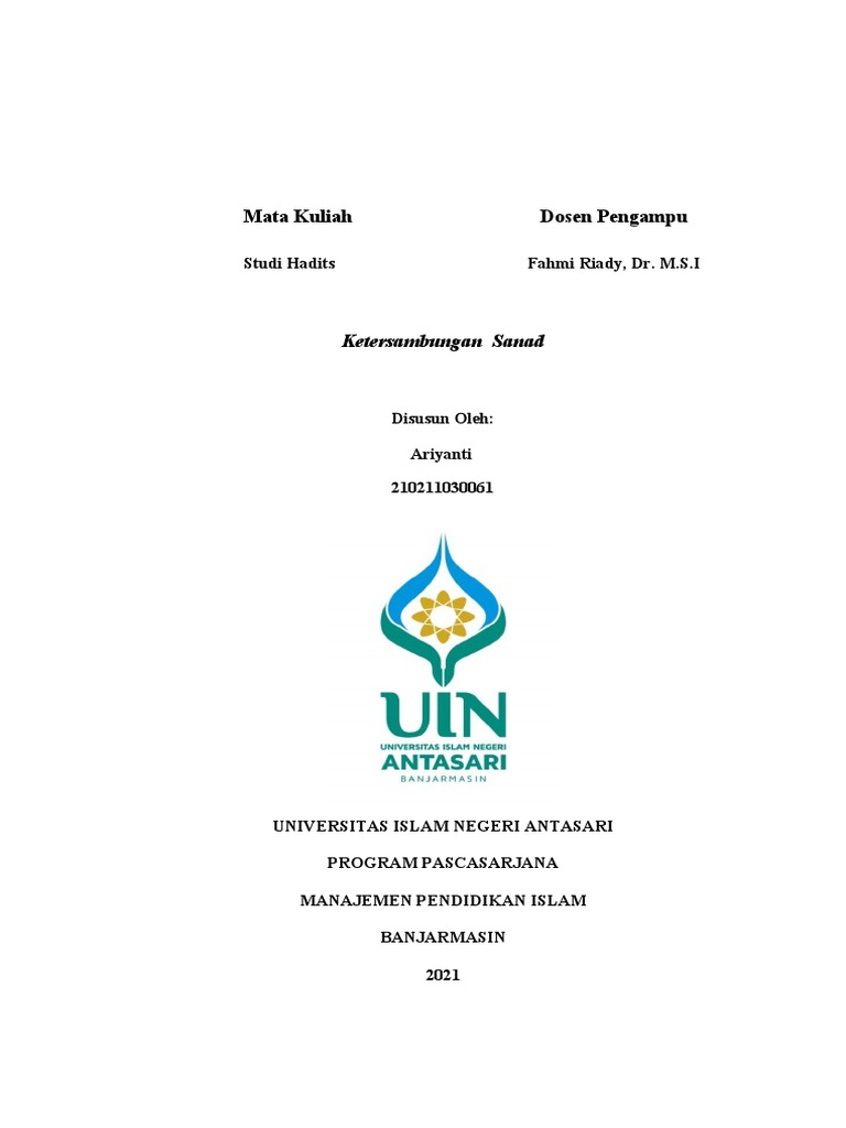 Studi Hadits Materi Ke 1 Ketersambungan Sanad | PDF