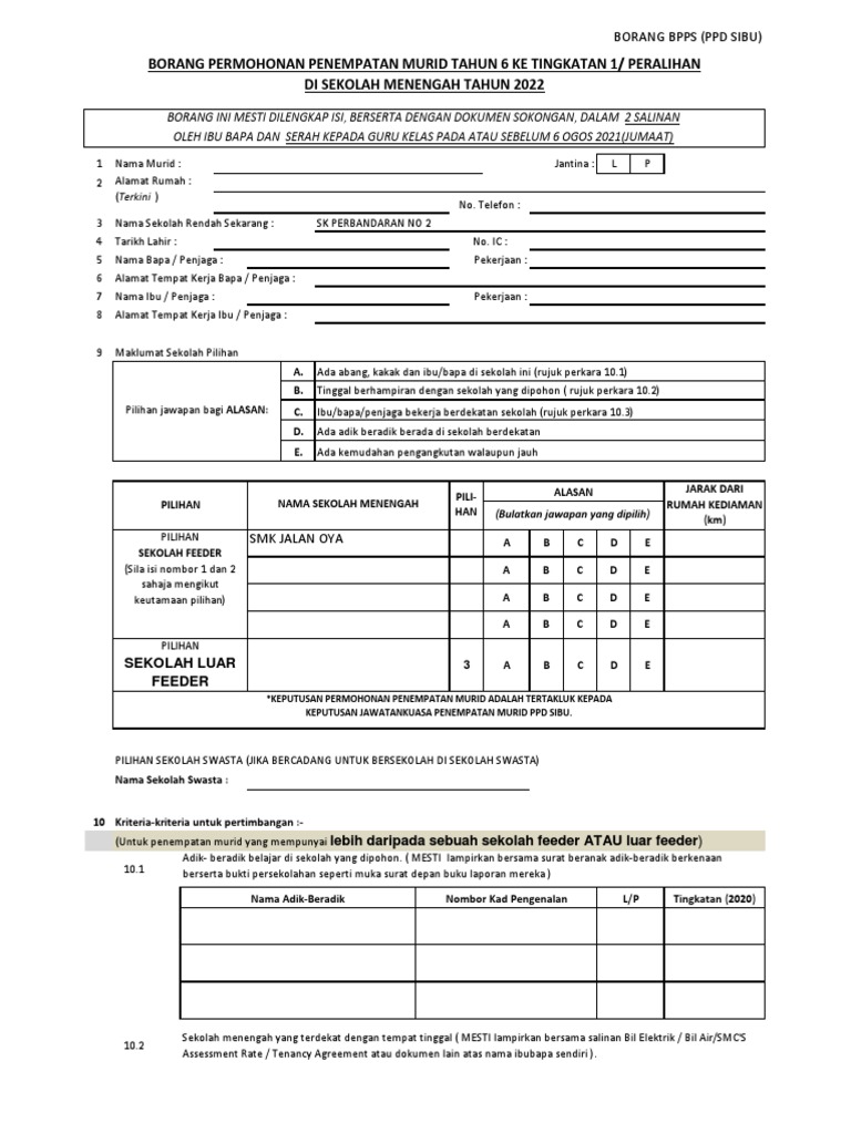Borang BPPS (PPD Sibu) | PDF