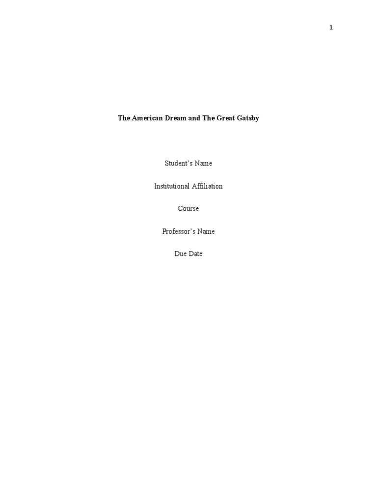 The American Dream and The Great Gatsby - Edited | PDF | American Dream ...