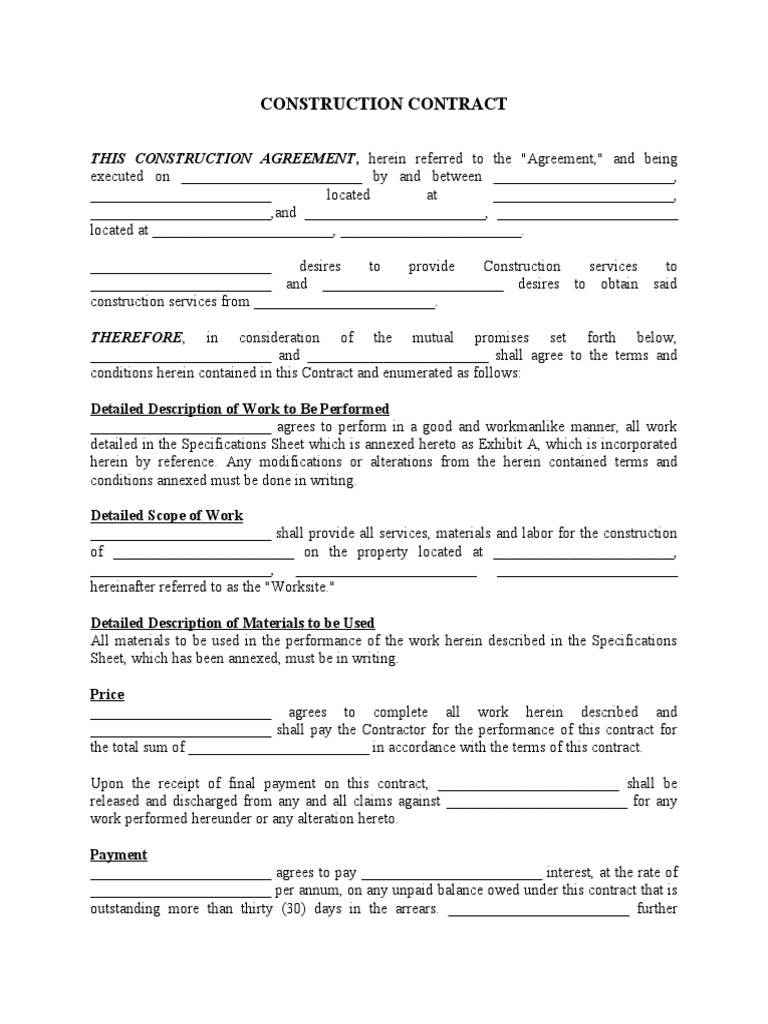 Construction-Contract - 1st Draft | PDF | Indemnity | Common Law