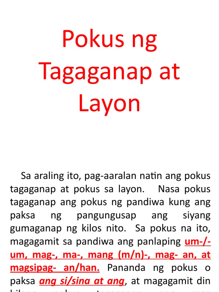 Pokus NG Tagaganap at Layon | PDF