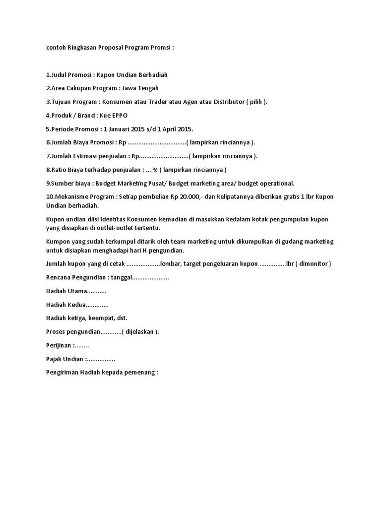 Contoh Ringkasan Proposal Program Promsi | PDF