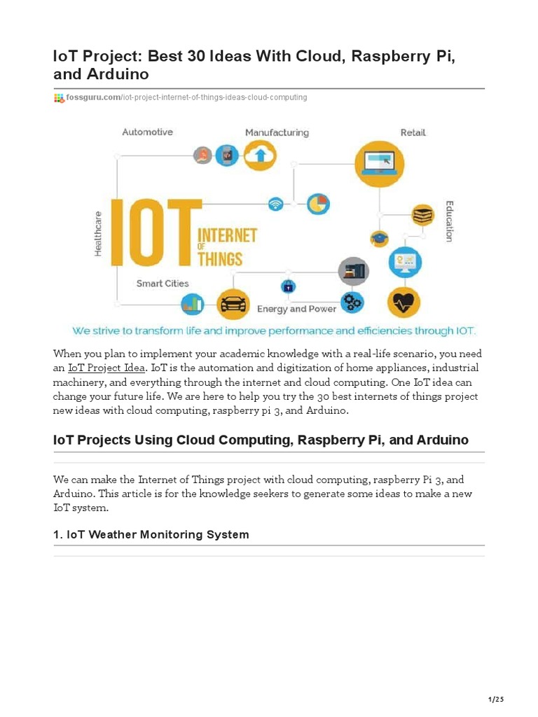 IoT Project Best 30 Ideas With Cloud, Raspberry Pi, and Arduino | PDF ...