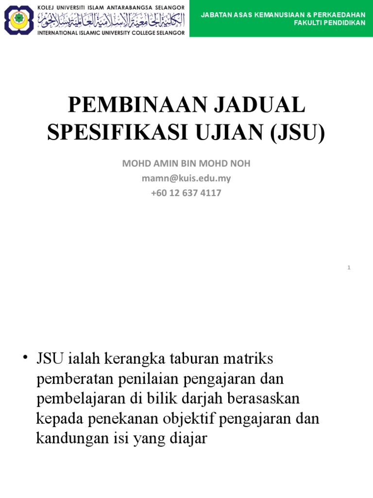3 Pembinaan Jadual Spesifikasi Ujian (JSU) | PDF | Karier & Perkembangan