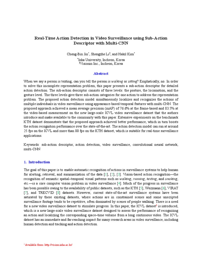 Real Time Action Detection In Video Surveillance Using Sub Action Pdf