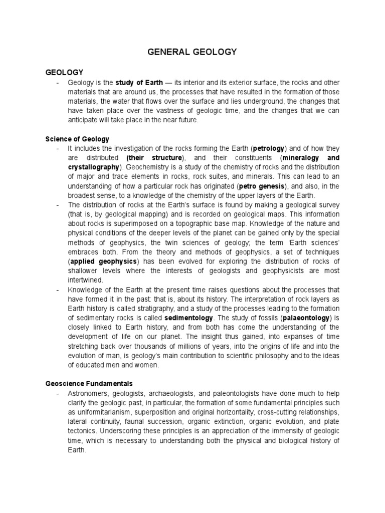 GENERAL GEOLOGY SUMMARY Group 1 | Download Free PDF | Geology | Rock ...