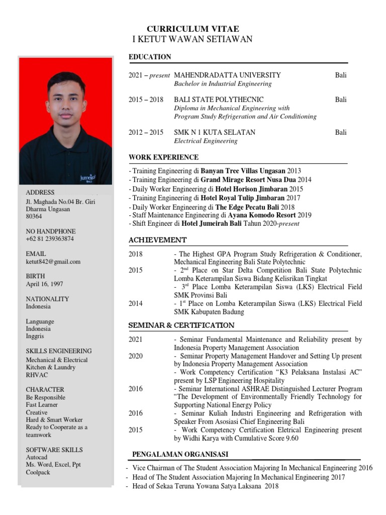 CV I Ketut Wawan Setiawan | PDF | Bali | Power Station